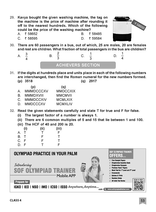 International Mathematics Olympiad (IMO) Workbook for Class 4 - MCQs ...