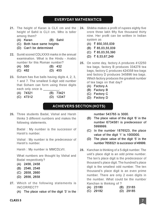 International Mathematics Olympiad (IMO) Workbook for Class 5 - MCQs ...