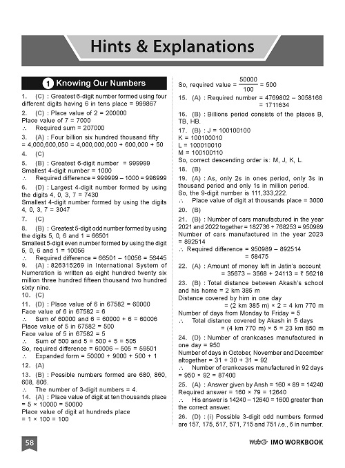 International Mathematics Olympiad (IMO) Workbook for Class 6 - MCQs ...