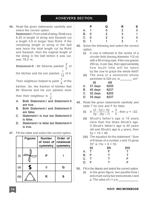 International Mathematics Olympiad (IMO) Workbook for Class 7 - MCQs ...
