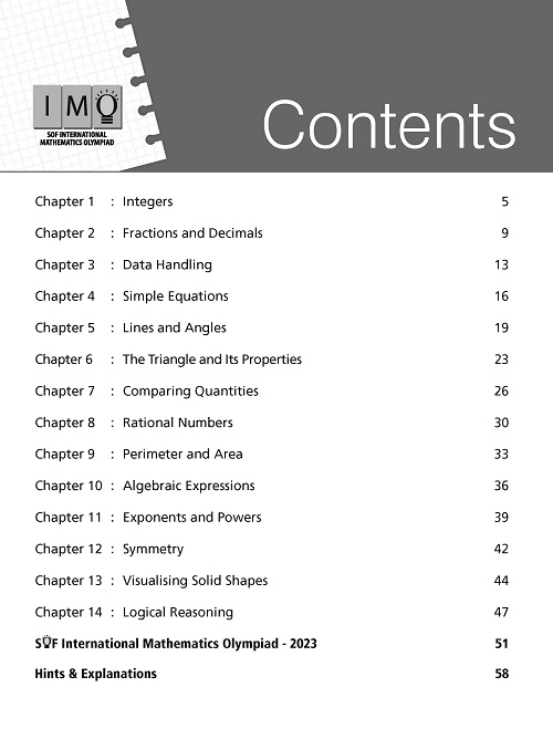International Mathematics Olympiad (IMO) Workbook for Class 7 - MCQs ...