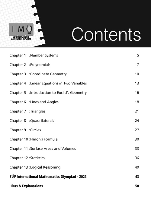 International Mathematics Olympiad (IMO) Workbook for Class 9 - MCQs, Previous Years Solved ...