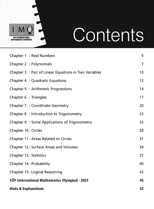 International Mathematics Olympiad (IMO) Workbook for Class 10 - MCQs ...