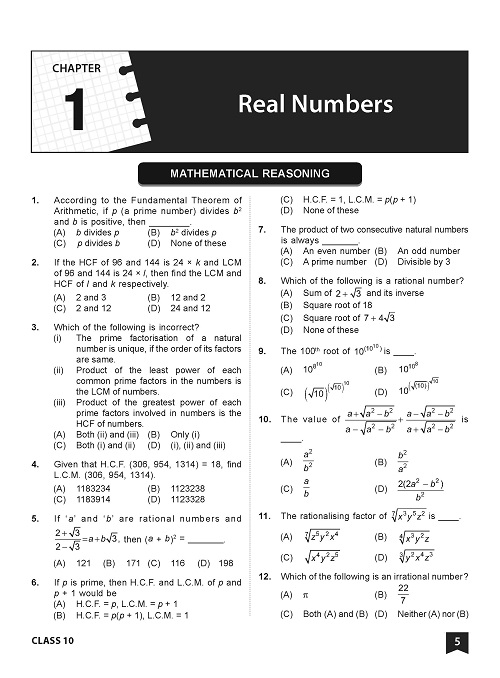 International Mathematics Olympiad (IMO) Workbook for Class 10 - MCQs ...