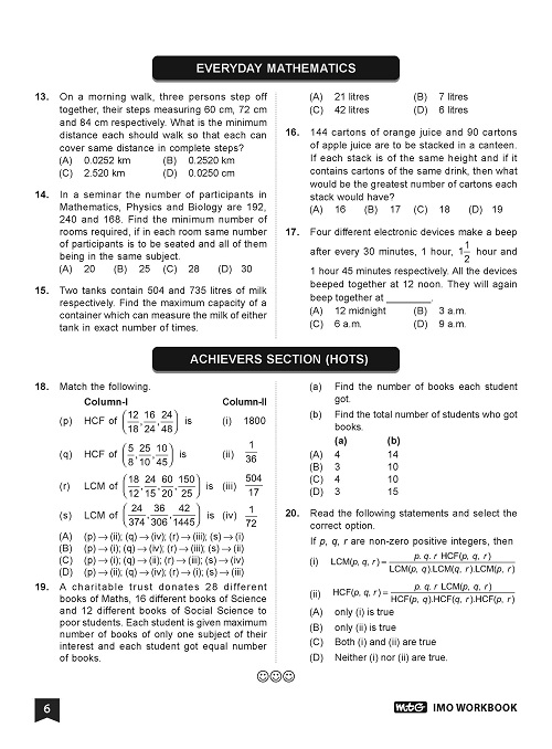International Mathematics Olympiad (IMO) Workbook for Class 10 - MCQs ...