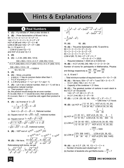 International Mathematics Olympiad (IMO) Workbook for Class 10 - MCQs ...