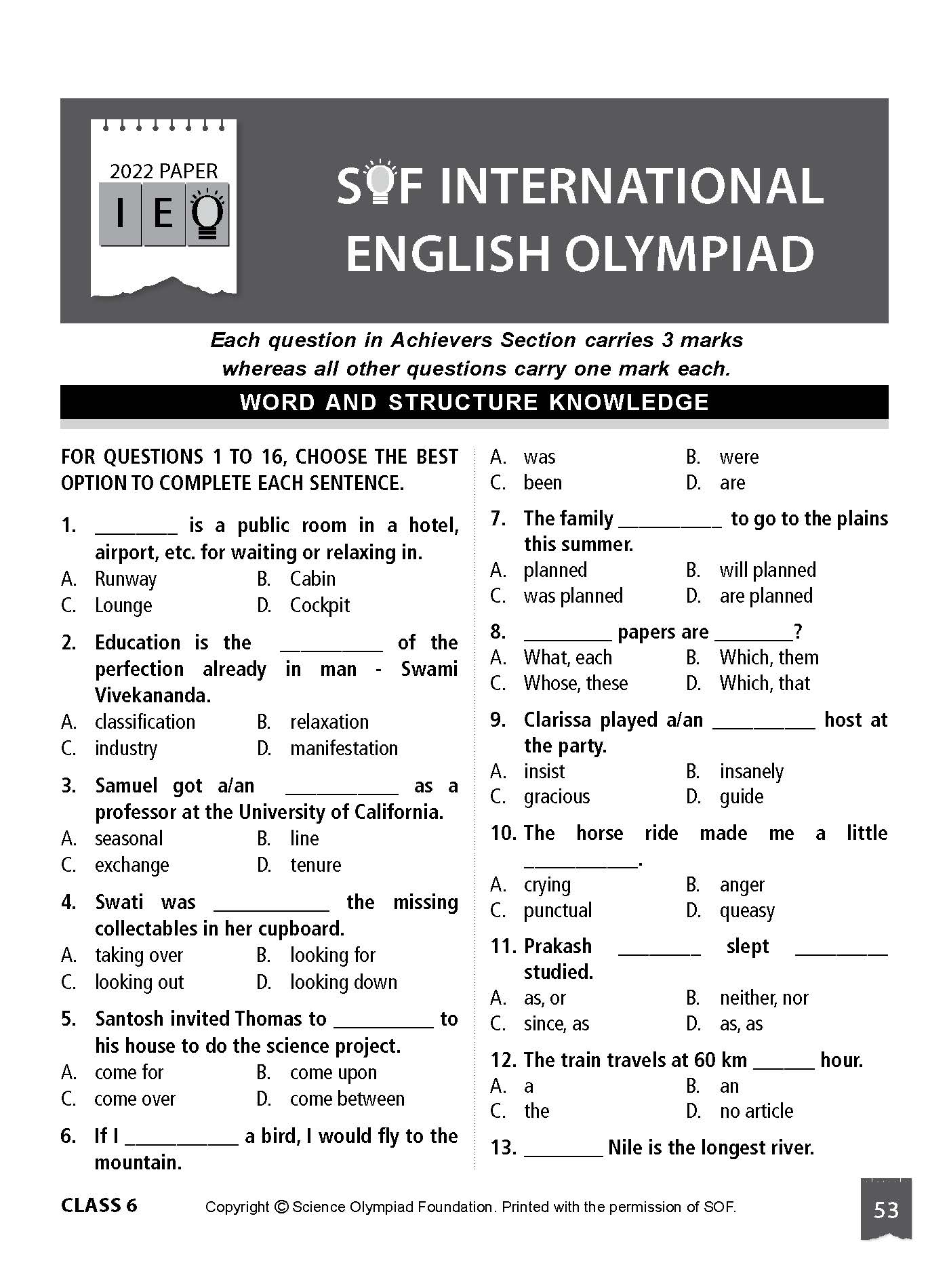 International English Olympiad Work Book Class 6 MTG Learning Media