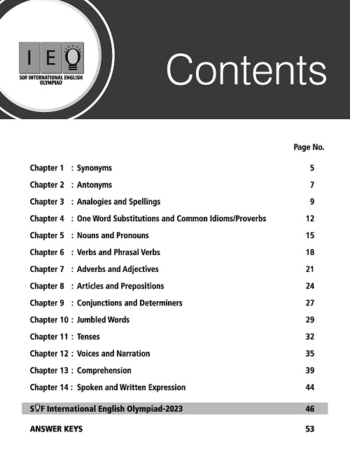 International English Olympiad (IEO) Workbook for Class 8 - MCQs ...