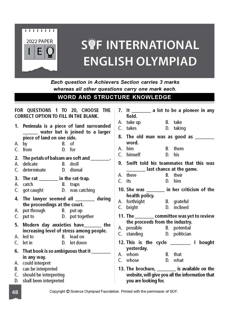 International English Olympiad Work Book-Class 7 - MTG Learning Media