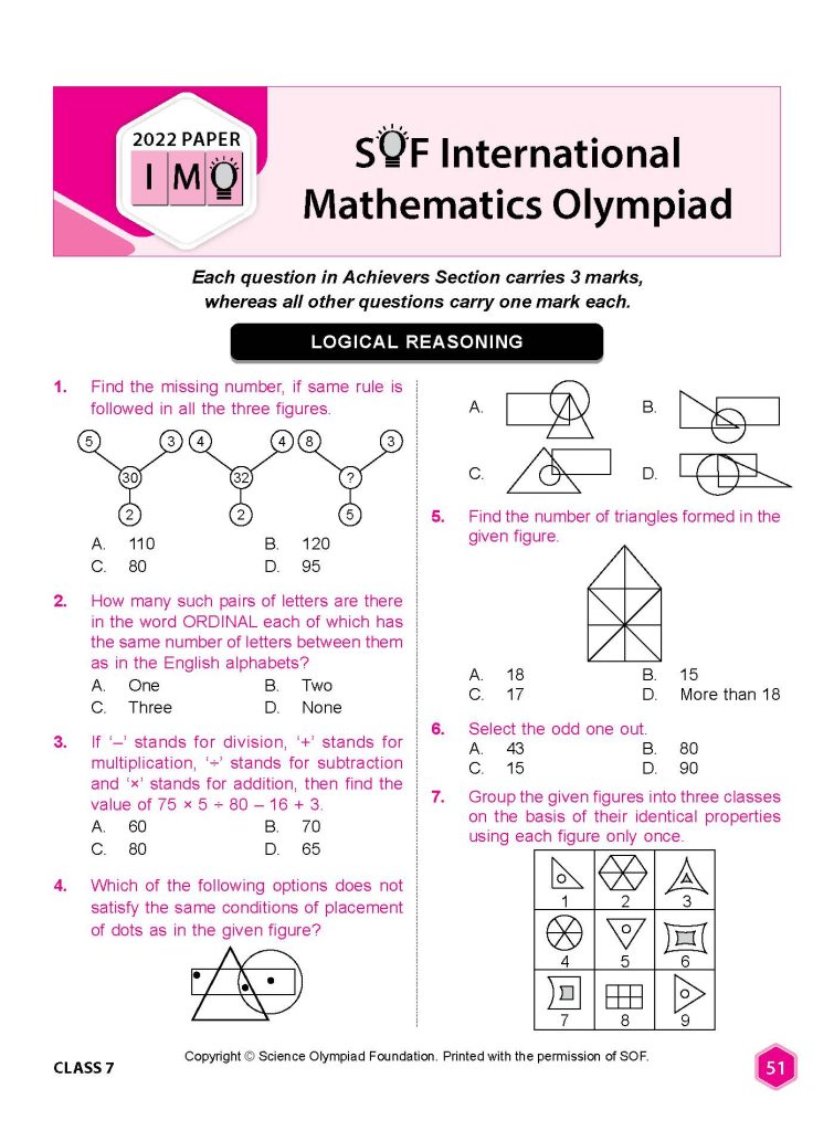 International Mathematics Olympiad Work Book-Class 7 - MTG Learning Media