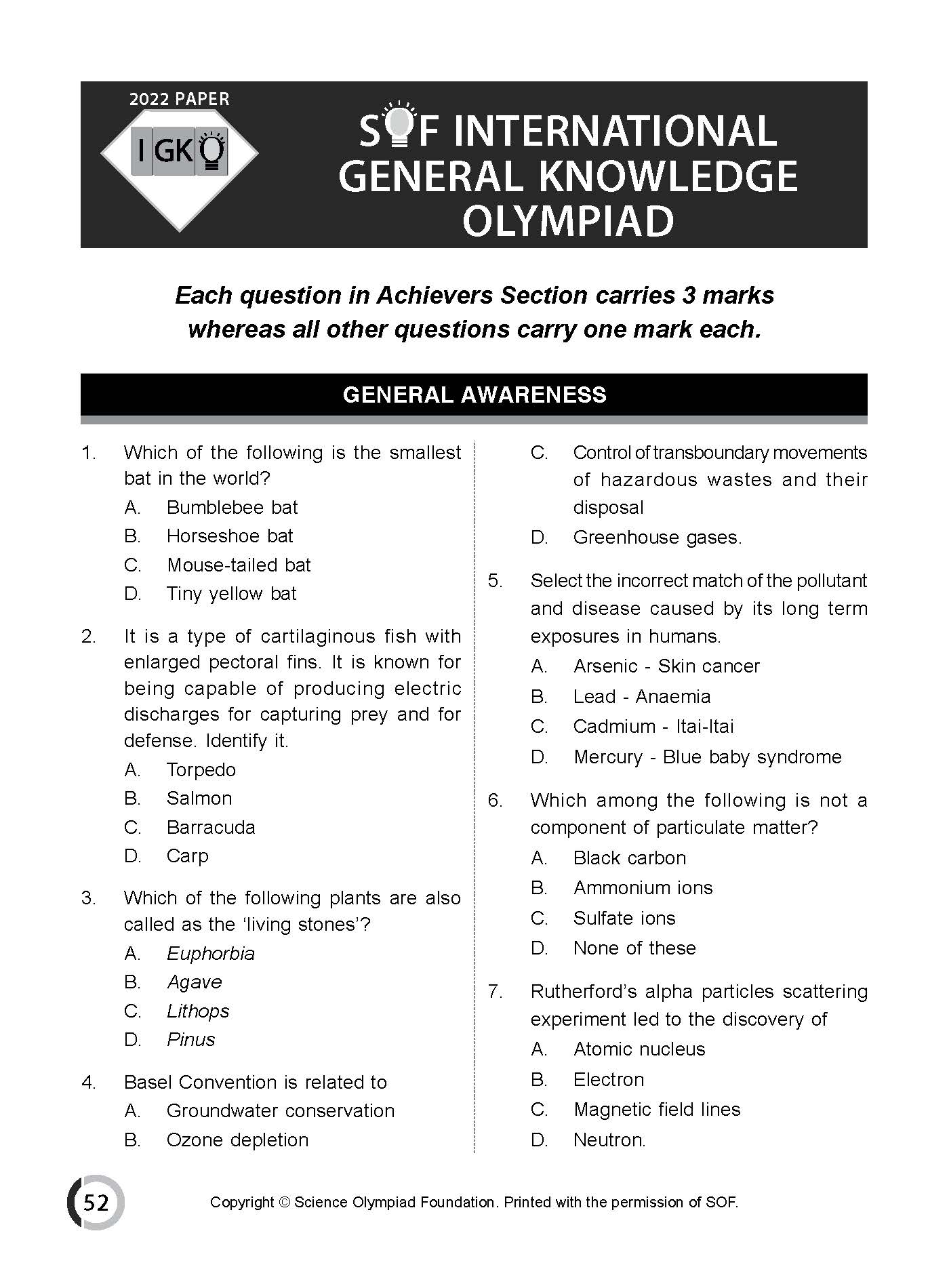 International General Knowledge Olympiad (IGKO) Workbook for Class 9 - MCQs & Achievers Section ...