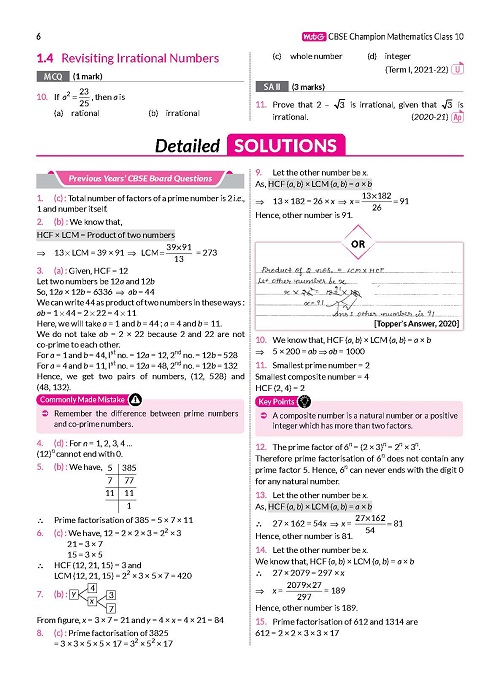 Class 10-10 Years CBSE Champion Chapterwise-Topicwise Mathematics ...