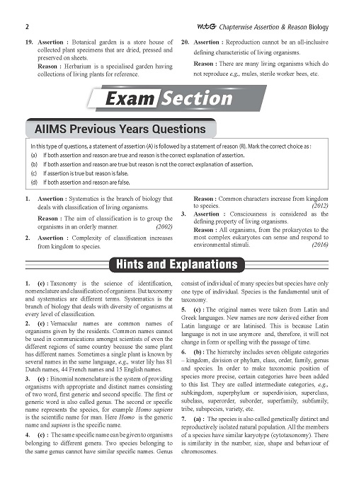 Assertion and Reason for Competitive Exams- Biology - MTG Learning Media