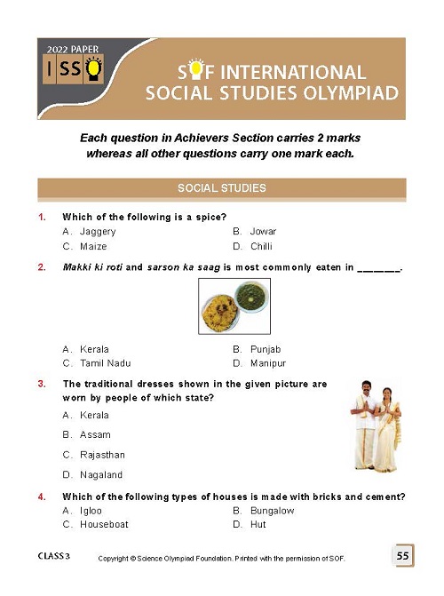 International Social Studies Olympiad (ISSO) Workbook for Class 3 - Chapterwise MCQs, Previous ...