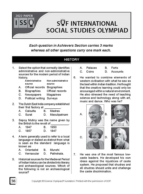 International Social Studies Olympiad (ISSO) Workbook for Class 8 - Chapterwise MCQs, Previous ...