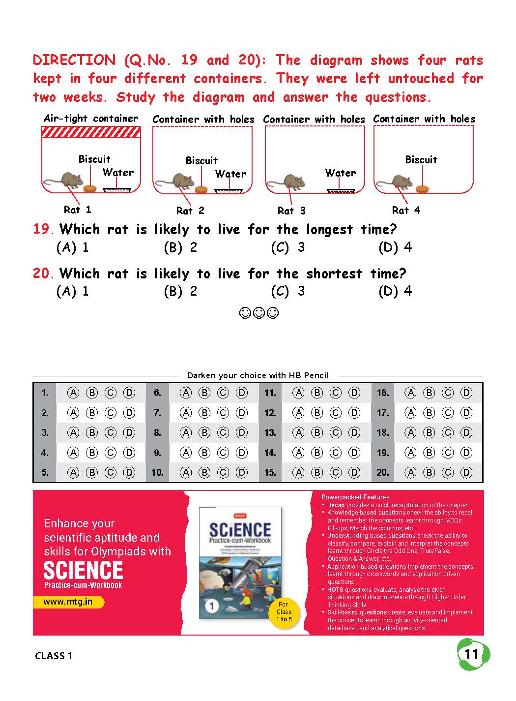 National Science Olympiad Work Book-Class 1 - MTG Learning Media
