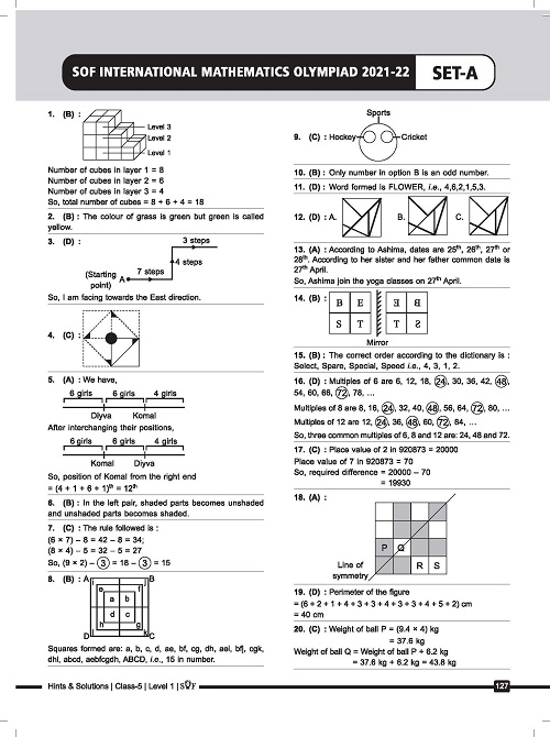 Class 5 Mathematics Olympiad Previous 5 Years Papers - MTG Learning Media