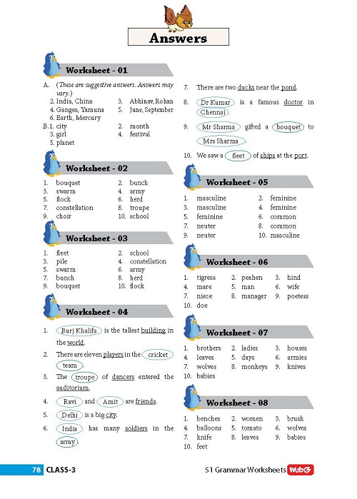 Class 3 MTG 51 English Grammar Worksheets MTG Learning Media